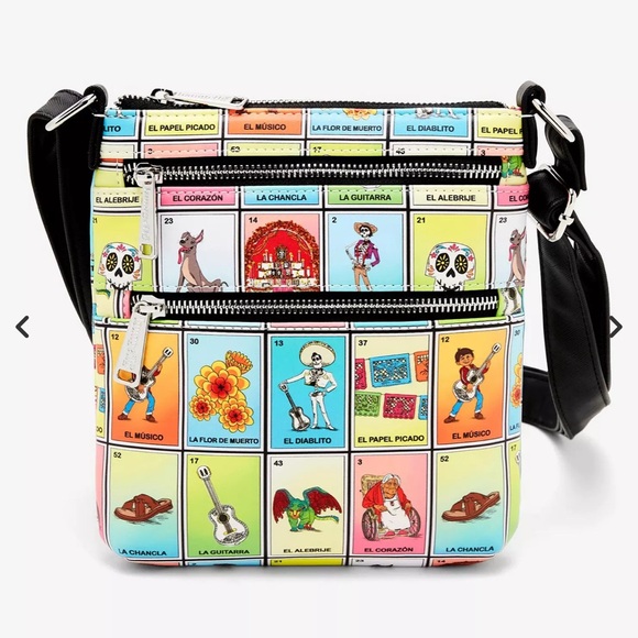 Bags | Loungefly Disney Pixar Coco Character Lotera Cards Allover Print ...